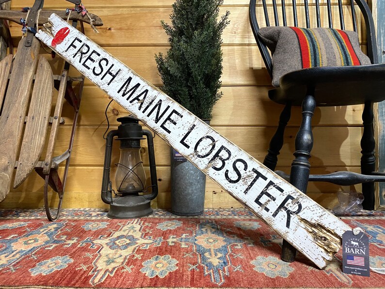 Fresh Maine Lobster Claw Wood Sign | Coastal Beach House Decor - Etsy