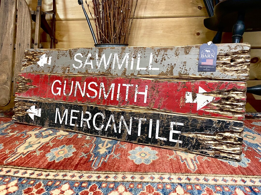 Rustic Gunsmith Sign Set | Sawmill | Distressed Mercantile Sign - Etsy
