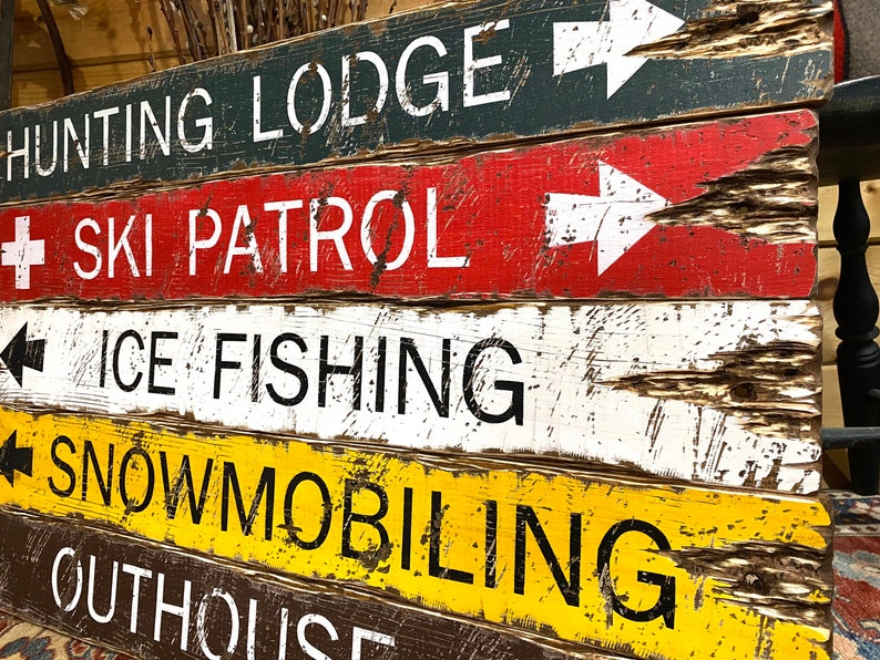 Rustic Wood Hunting Lodge Signs Log Cabin Decor Snowmobile - Etsy