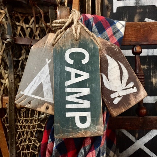 Log Cabin Decor Rustic Cabin Signs Hideaway Wood Tags - Etsy