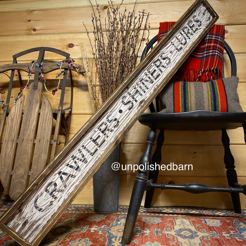 Rustic Fishing Wood Sign Wood Log Cabin Decor Crawlers | Etsy