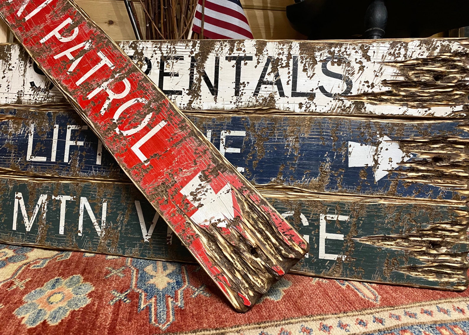 Rustic Ski Sign Set Wood Ski Trail Sign Ski Patrol Ski | Etsy