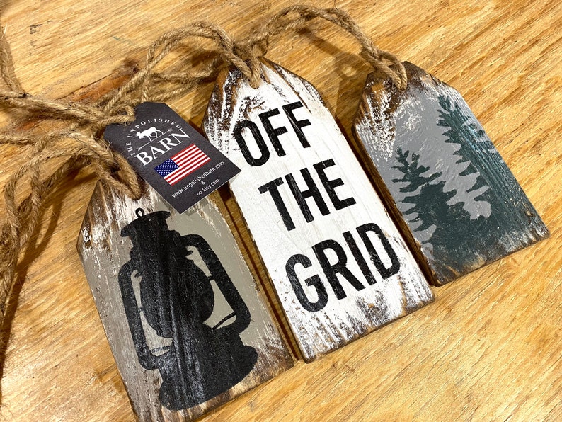 Off the Grid Sign Rustic Camp Decor Hurricane Lantern - Etsy