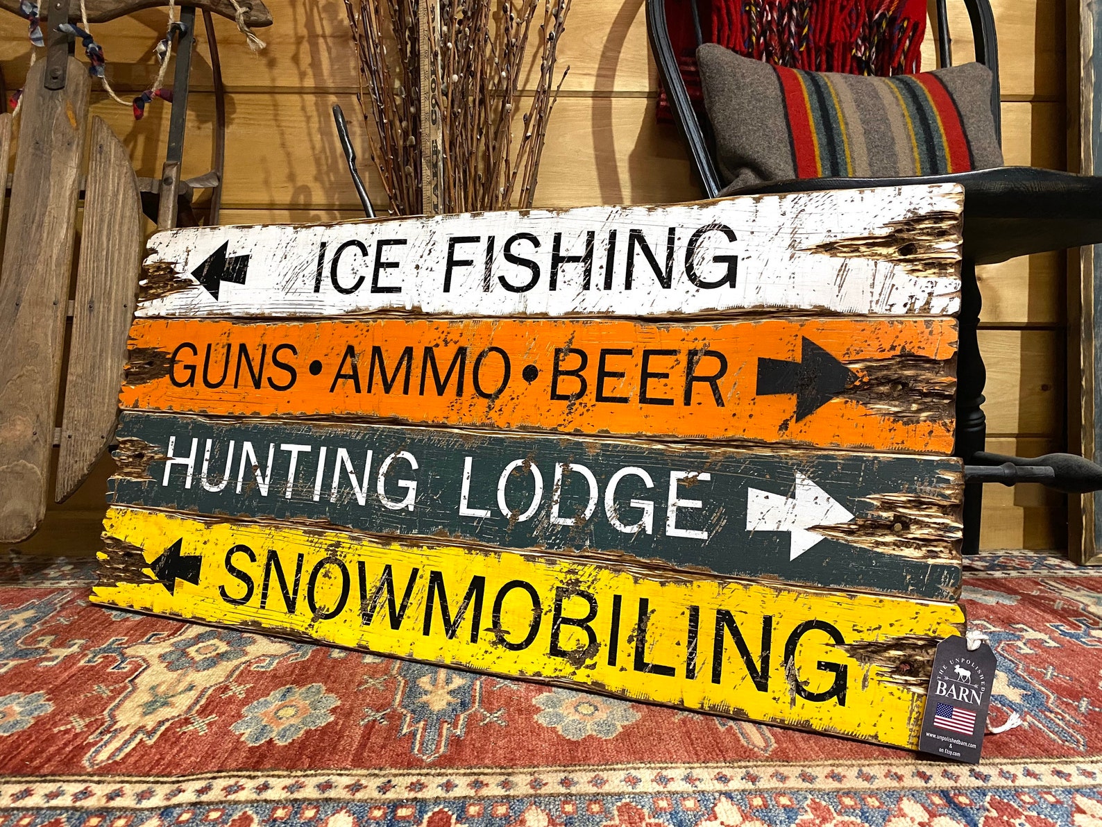 Rustic Hunting Lodge Wood Signs Log Cabin Decor Ice - Etsy