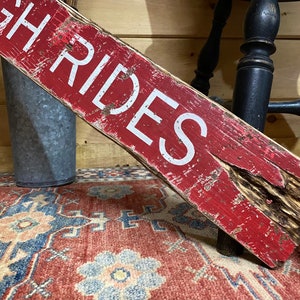 Wood Sleigh Rides Sign | Rustic Christmas Decor | Log Cabin Christmas ...