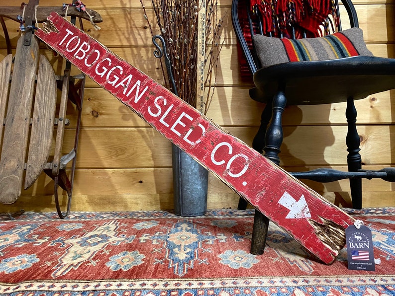 Rustic Toboggan Sled Wood Sign Distressed Log Cabin Decor - Etsy