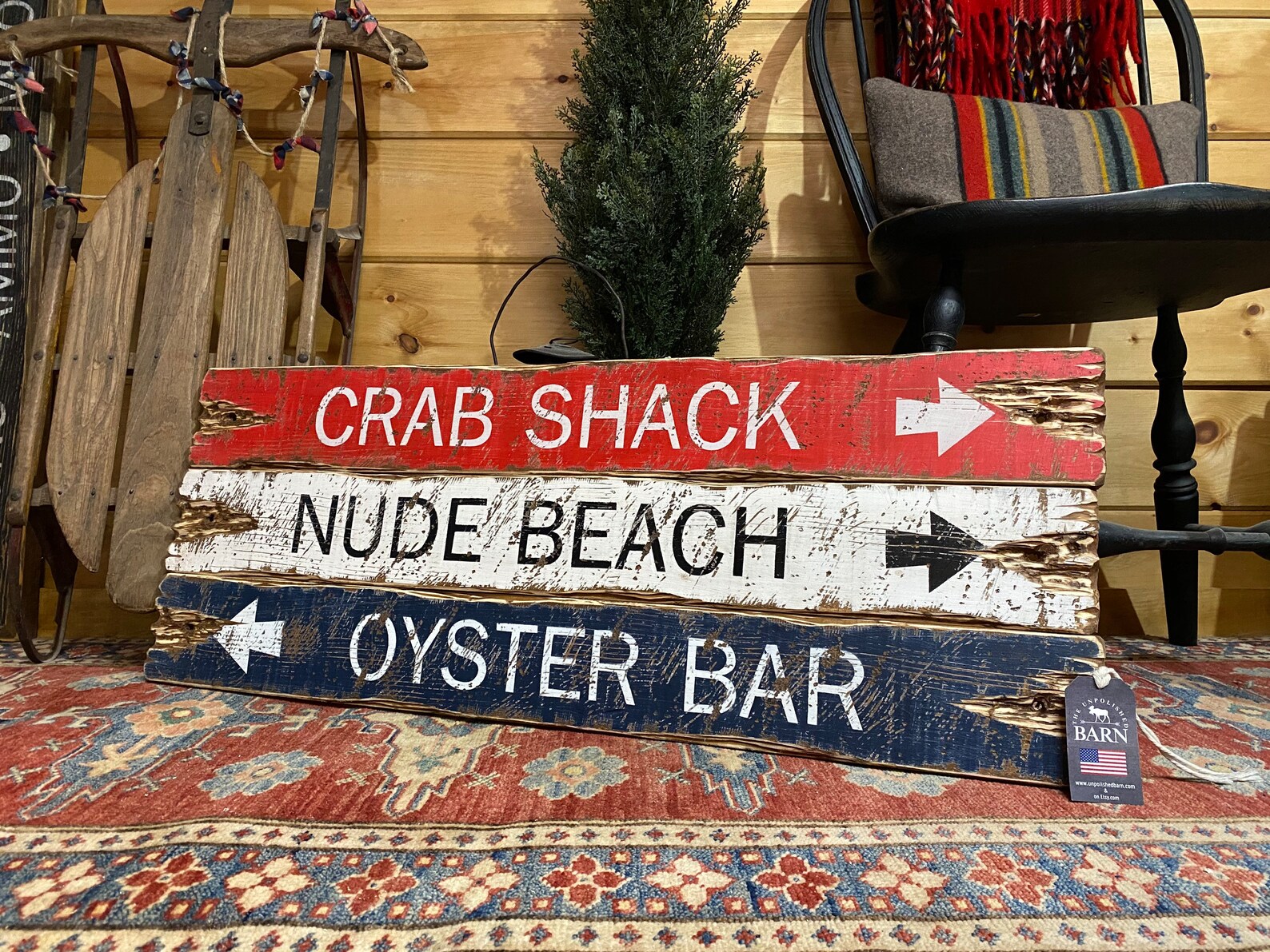 Rustic Crab Shack Sign Set Wood Nude Beach Coastal Kitchen - Etsy