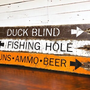 Rustic Waterfowl Wood Sign Set Fishing & Hunting Decor Guns Ammo Beer ...