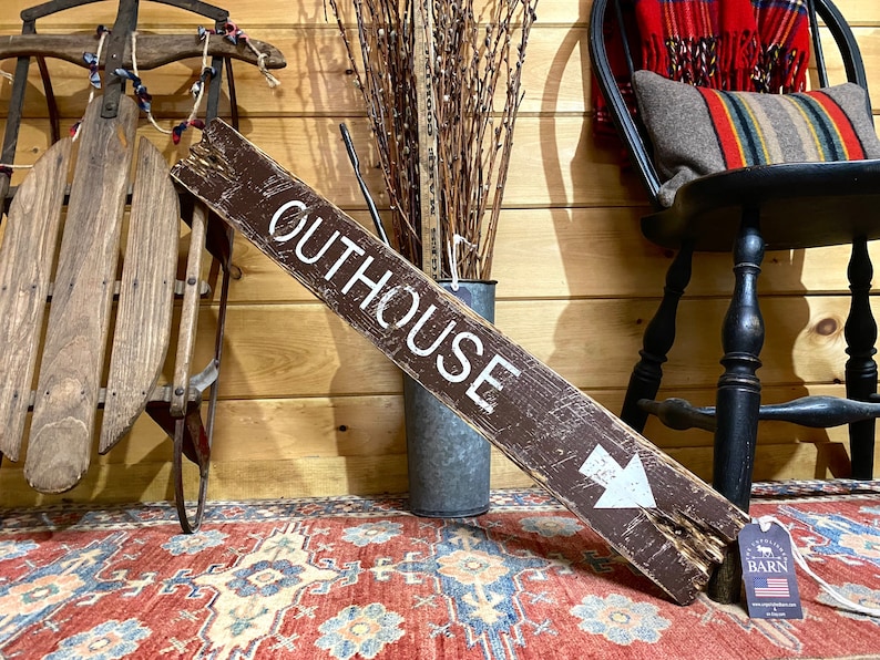 Distressed Outhouse Wood Sign Rustic Bathroom Sign Camp - Etsy