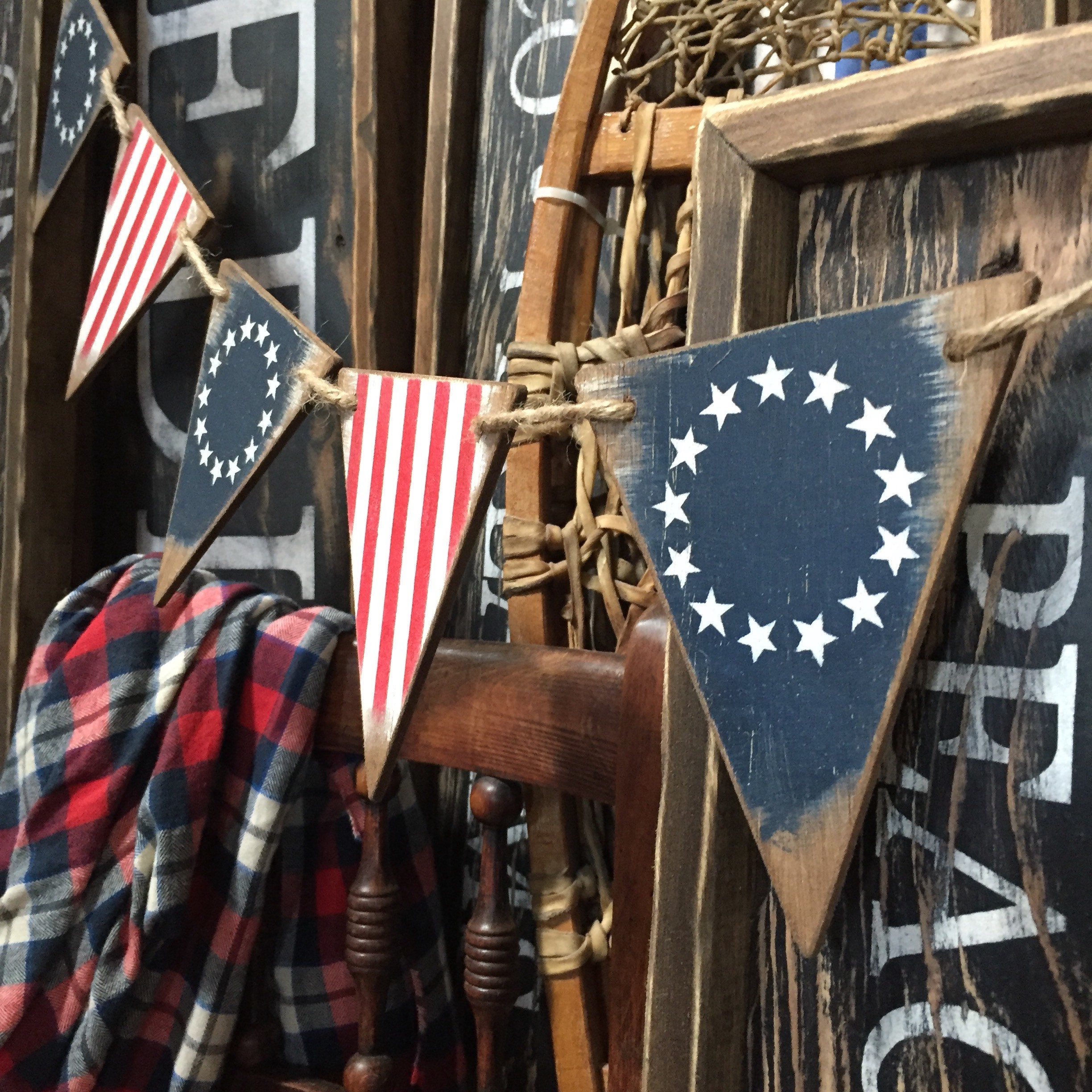 Betsy Ross 1776 Wood Flag, Primitive Colonial Banner, American Flag ...