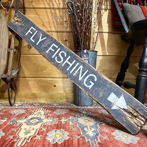 Fly Fishing Wood Sign, Rustic Log Cabin Maine Fisherman Gift Decor - Etsy