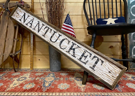 Nantucket Massachusetts Sign Rustic Coastal Decor Nautical | Etsy