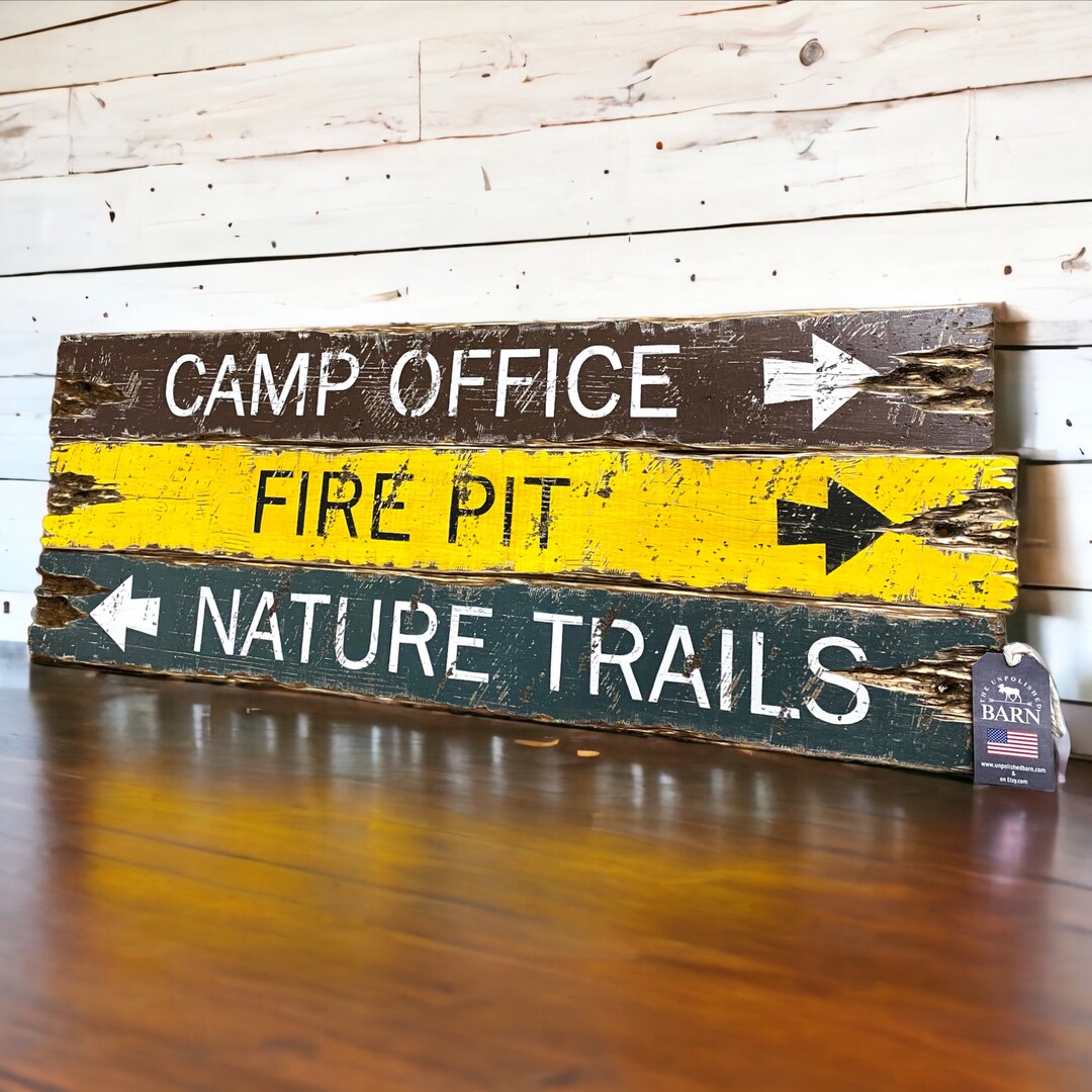 Rustic Camp Sign Set, Fire Pit , Wood National Park Signs, Log Cabin ...