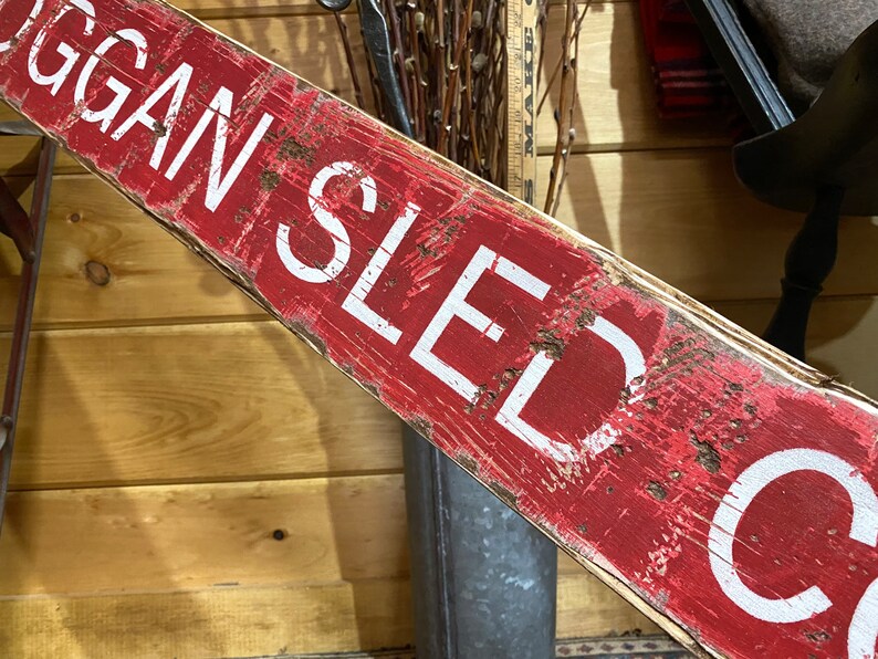 Rustic Toboggan Sled Wood Sign Distressed Log Cabin Decor - Etsy