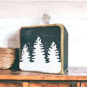 Pine Tree Forest Tissue Box Cover, Rustic Log Cabin Bathroom Decor - Etsy