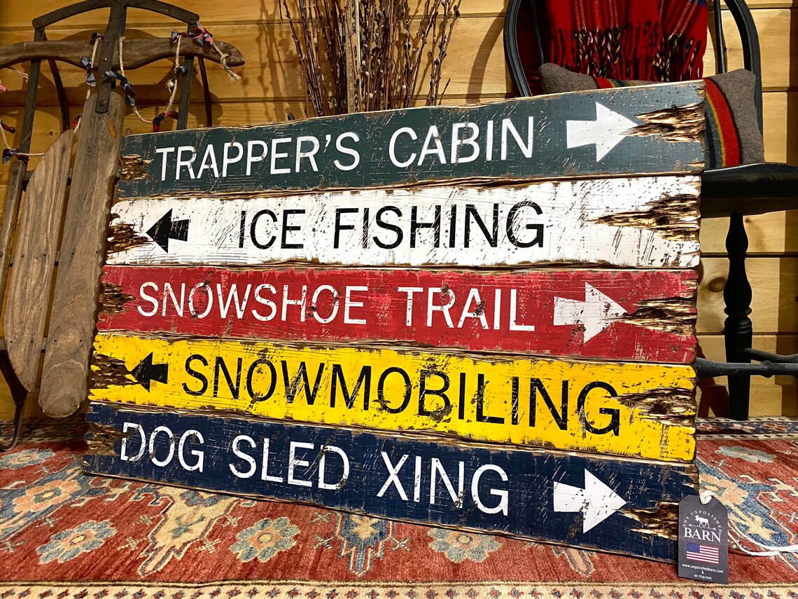 Rustic Dog Sledding Wood Sign Distressed Log Cabin Decor - Etsy