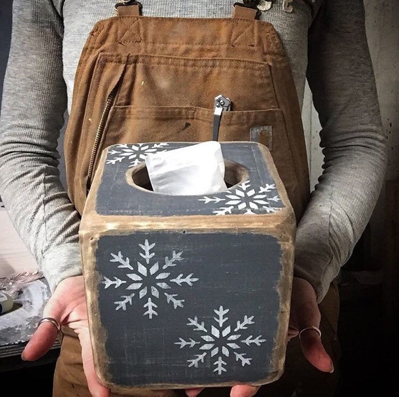 Rustic Square Tissue Box Cover Wood Christmas Decor - Etsy