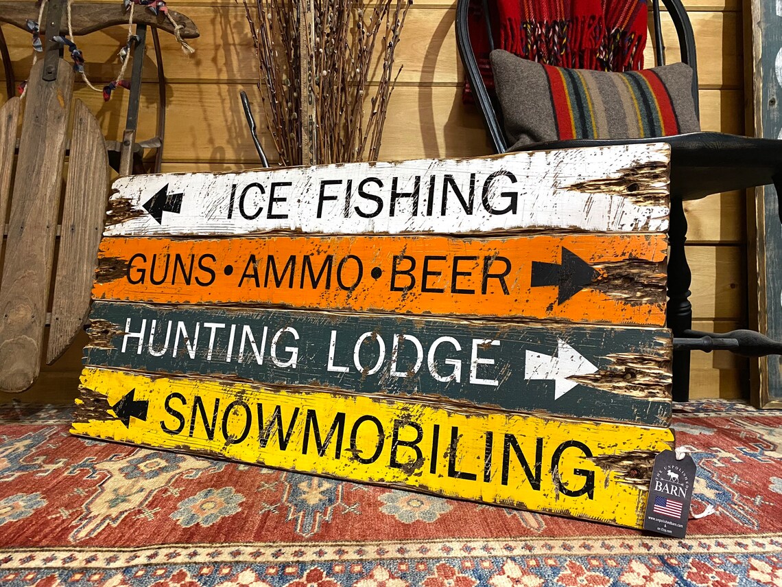 Rustic Hunting Lodge Wood Signs Log Cabin Decor Ice - Etsy