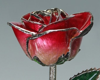Red Sparkle Platinum Rose by Living Gold Real Rose Dipped & Plated in ...