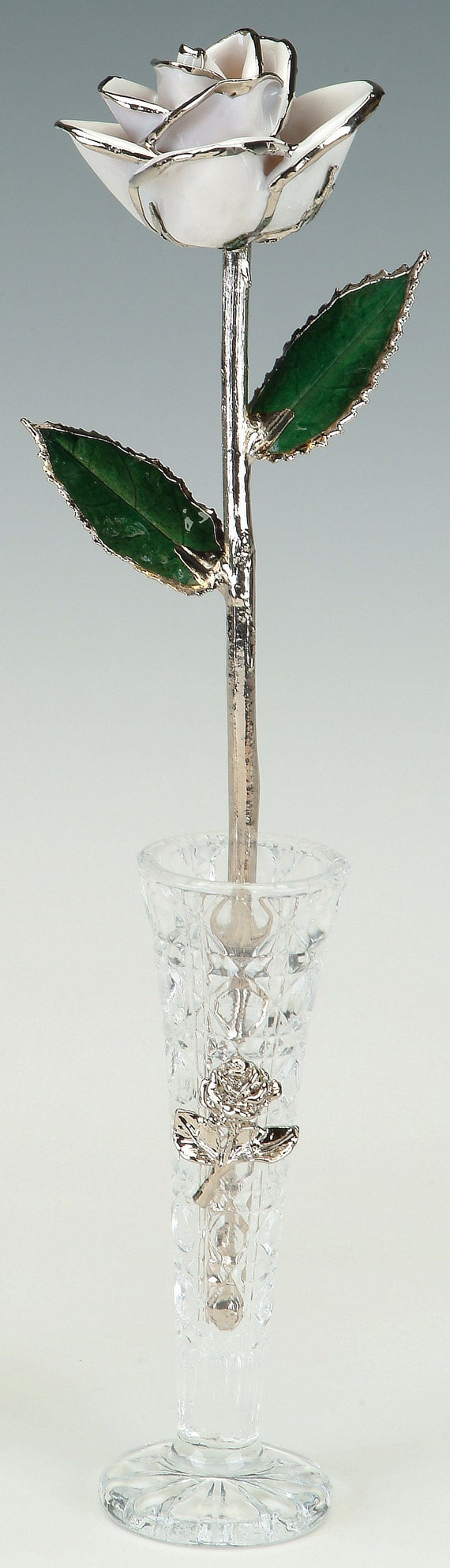 Snow White Platinum Rose by Living Gold Real Rose Dipped in Platinum ...