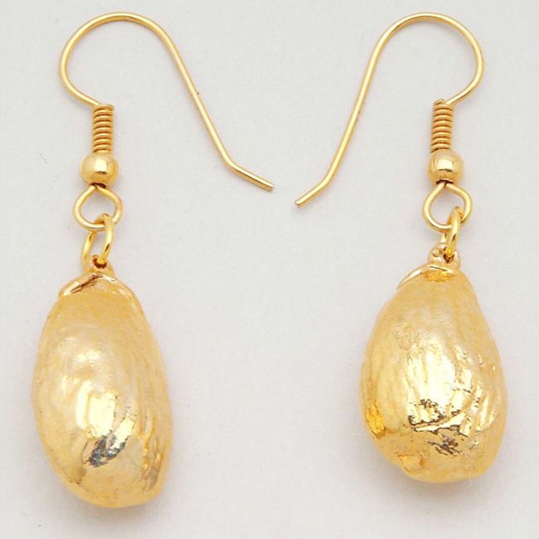 Real Almond Earrings Dipped in 24k Gold - Etsy