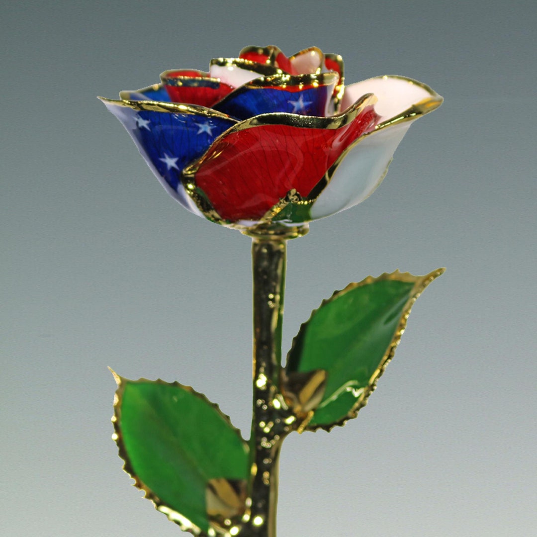 American Flag Rose - Original 24k Gold Dipped Rose - Real Rose Plated ...