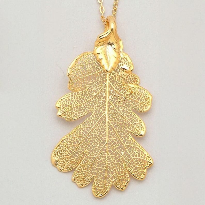 Real Oak Leaf Pendant / Necklace Dipped in 24k Gold - Etsy
