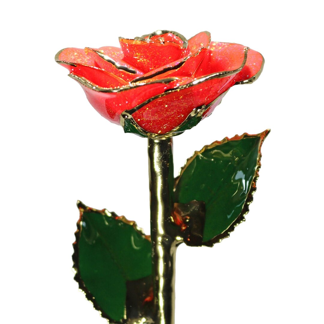 Coral Sparkle Rose - Original 24k Gold Dipped Rose - Real Rose Plated ...