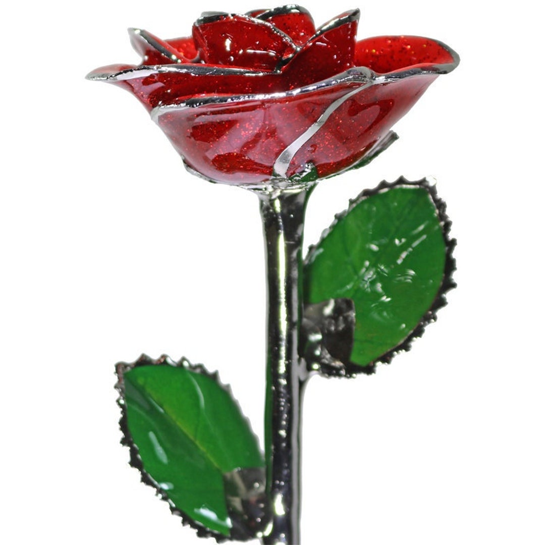 Red Sparkle Platinum Rose by Living Gold Real Rose Dipped & Plated in ...