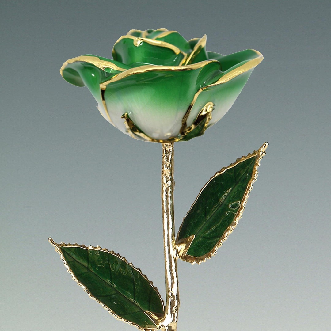 2-tone Dark Green Rose - Original 24k Gold Dipped Rose - Real Rose ...