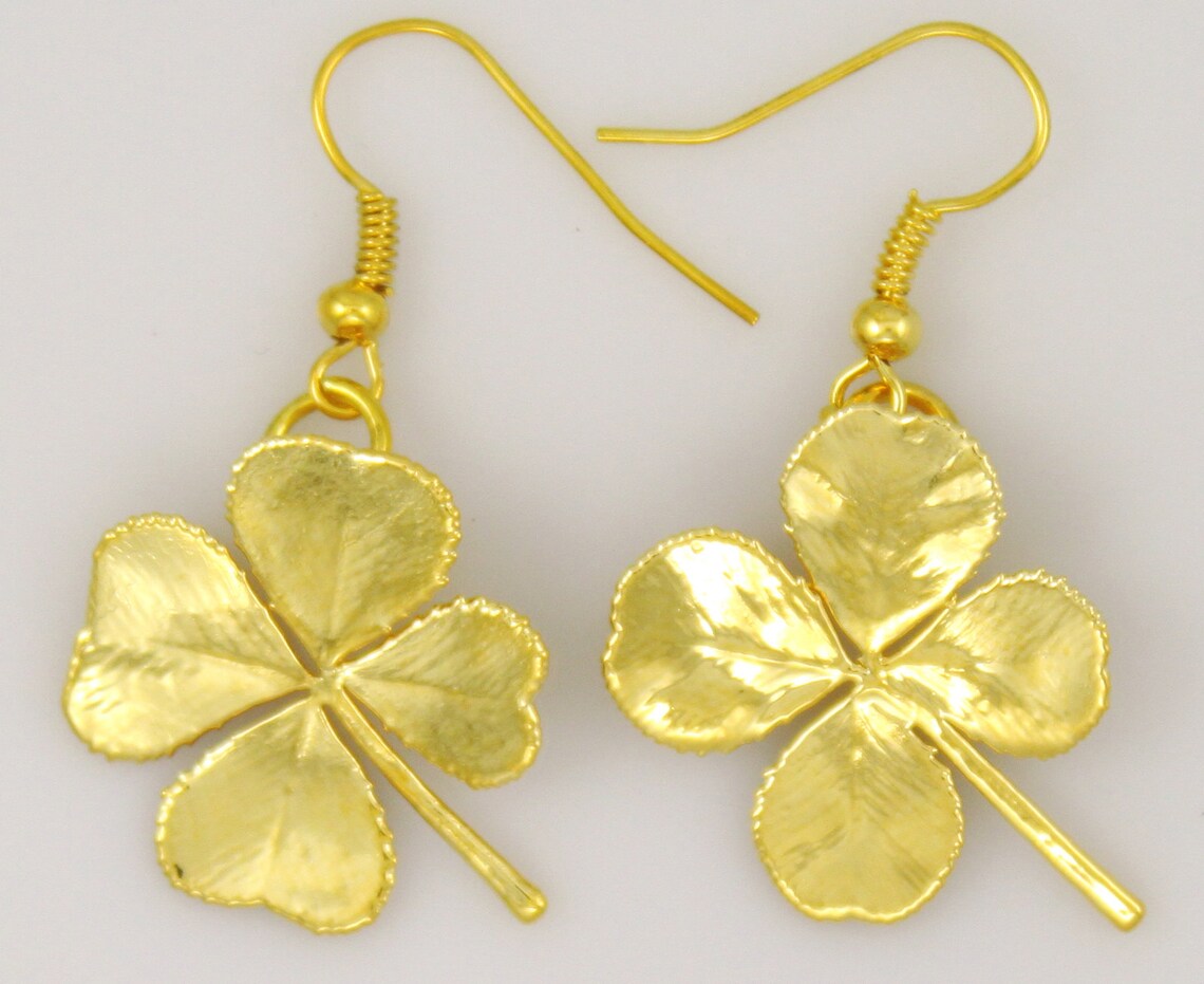 Real 4-leaf Clover Earrings Plated in 24k Gold - Etsy