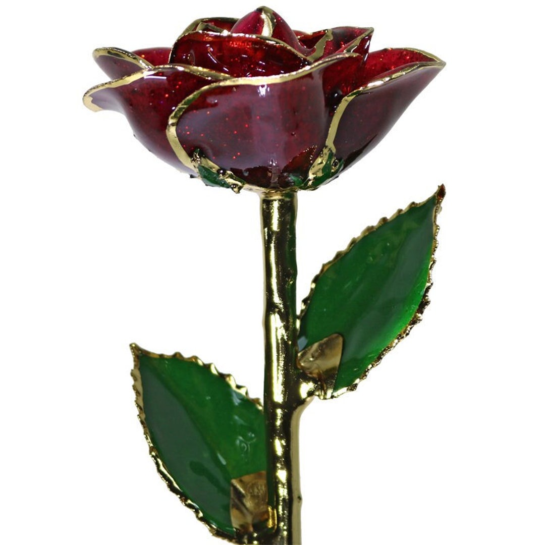 Burgundy Sparkle Rose by Living Gold Original 24k Gold Dipped Rose Real ...