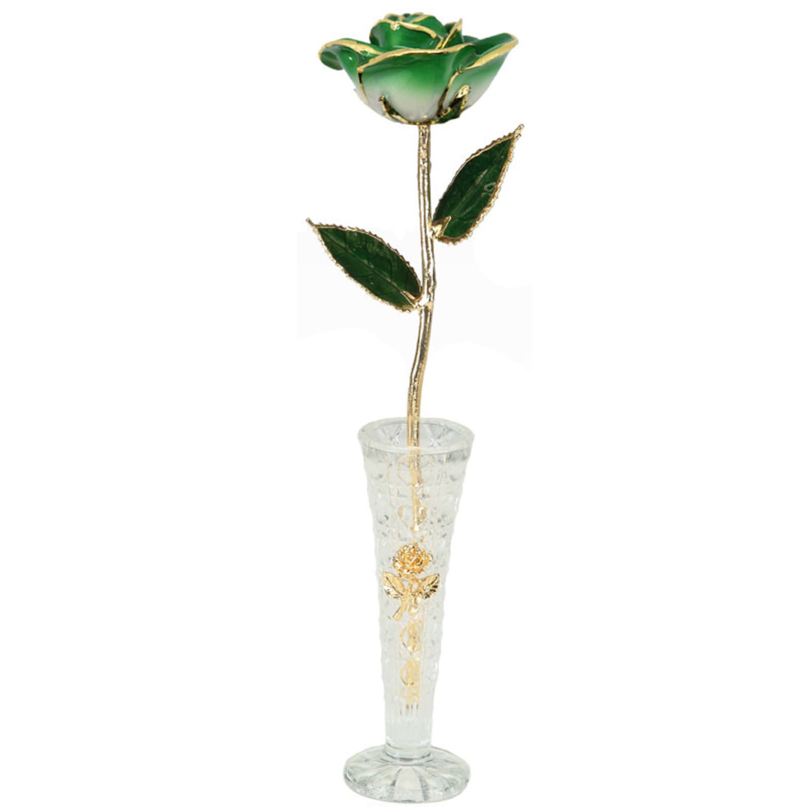 2-tone Dark Green Rose by Living Gold Original 24k Gold - Etsy