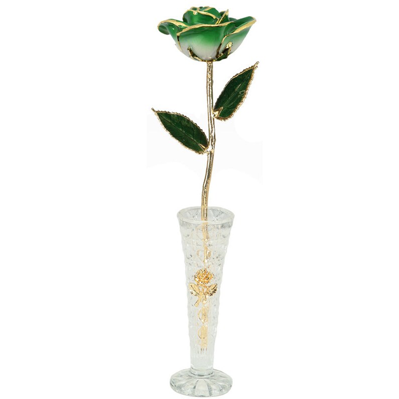 2-tone Dark Green Rose by Living Gold Original 24k Gold - Etsy