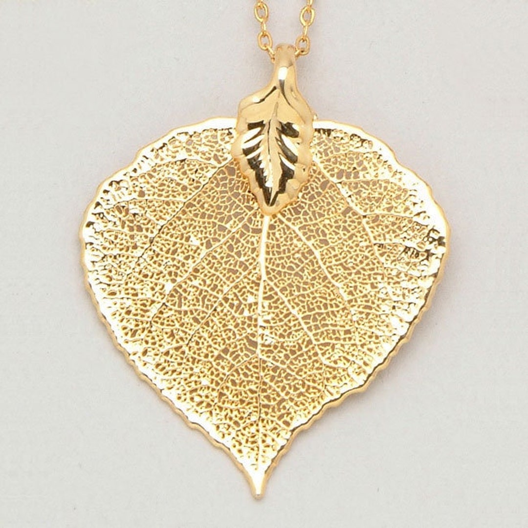 Real Aspen Leaf Pendant / Necklace Dipped in 24k Gold - Etsy