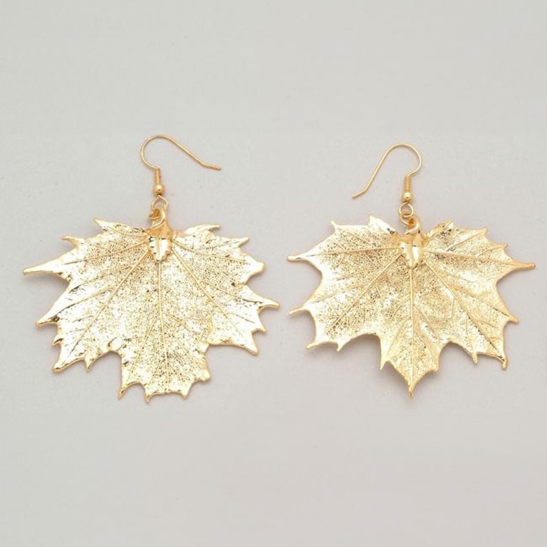 Real Sugar Maple Leaf Earrings Dipped in 24k Gold - Etsy