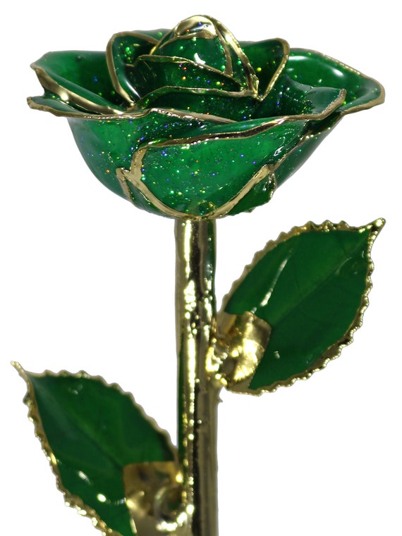 Emerald Green Sparkle Rose by Living Gold Real Rose Dipped | Etsy