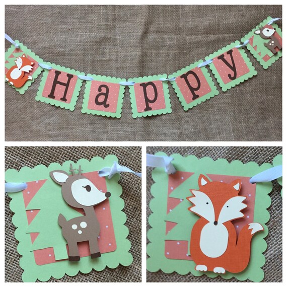 Woodland Birthday Banner, Fall Birthday Banner, Woodland Animals Party ...