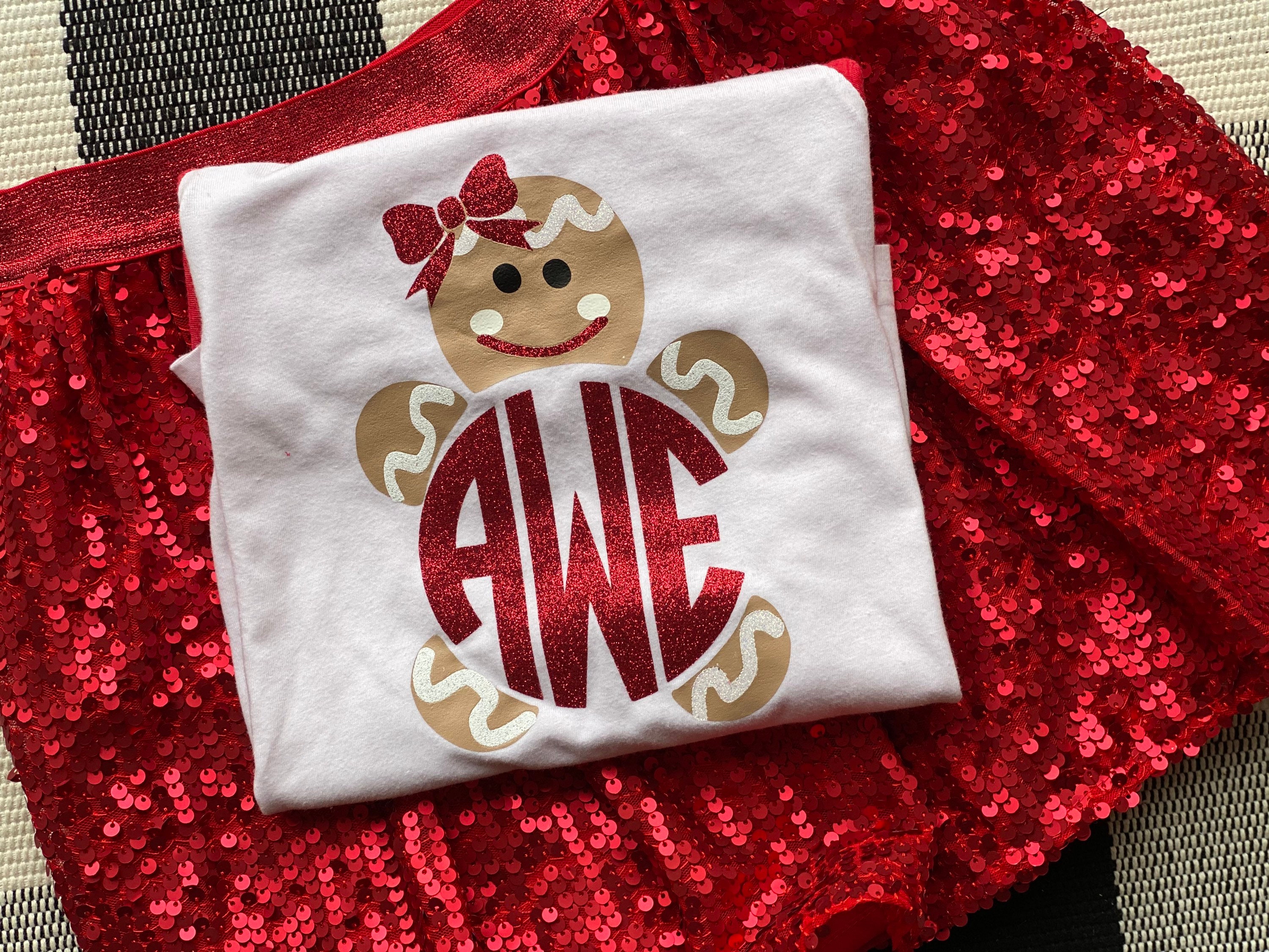 Girls Gingerbread, Glitter Gingerbread Shirt, Girls Christmas Shirt ...