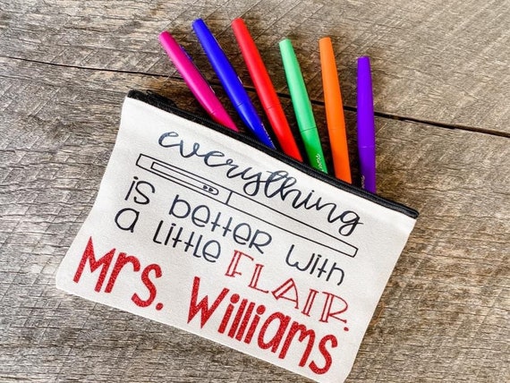 Personalized flair pen bag, personalized teacher gift, personalized ...
