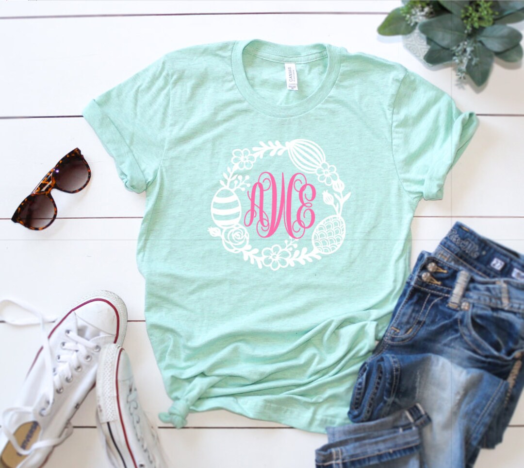 Easter Monogram Shirt, Easter Shirt, Womens Easter Monogram Tee ...
