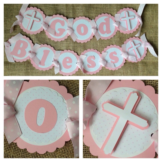 Baptism Banner, Girl Baptism Banner, Christening Banner, God Bless ...