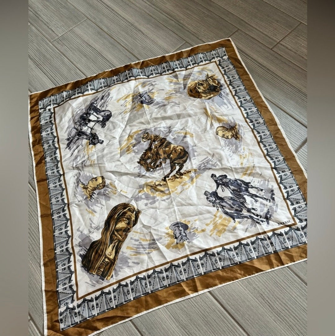 The 21 Club New York NYC Restaurant Scarf Western Cowboy Brown 30" - Etsy