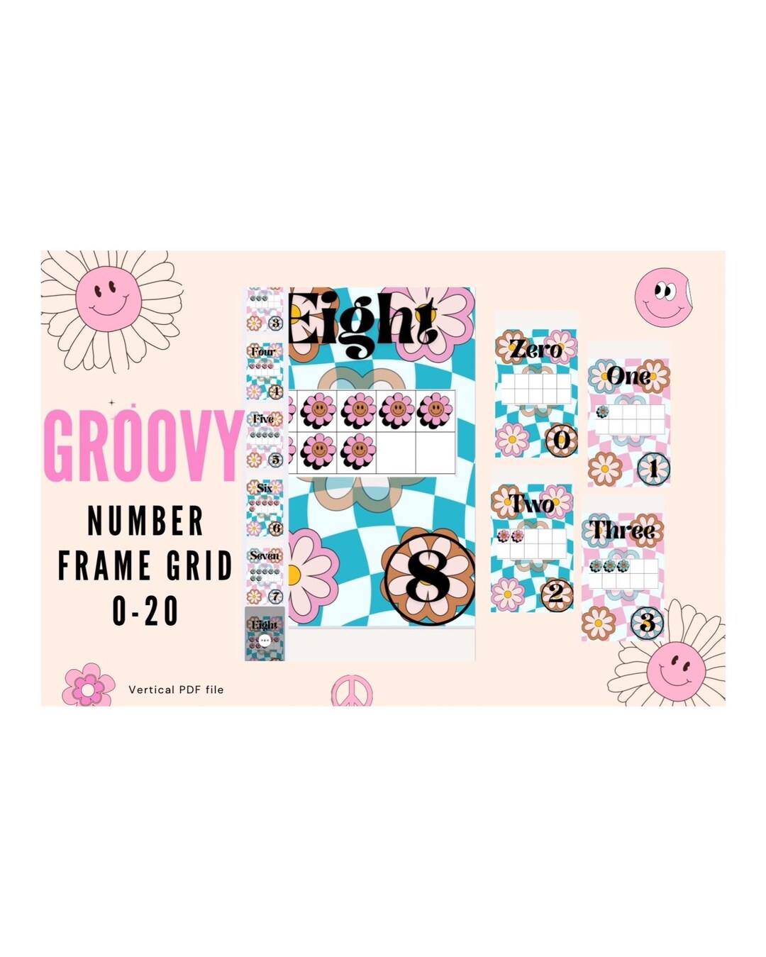 Groovy Retro Number Posters 0-20: Boho Classroom Decor (digital ...