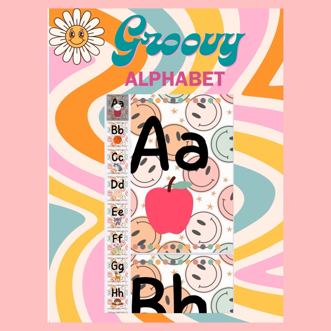 Boho Retro Groovy Alphabet Print: Printable ABC (digital Download) - Etsy