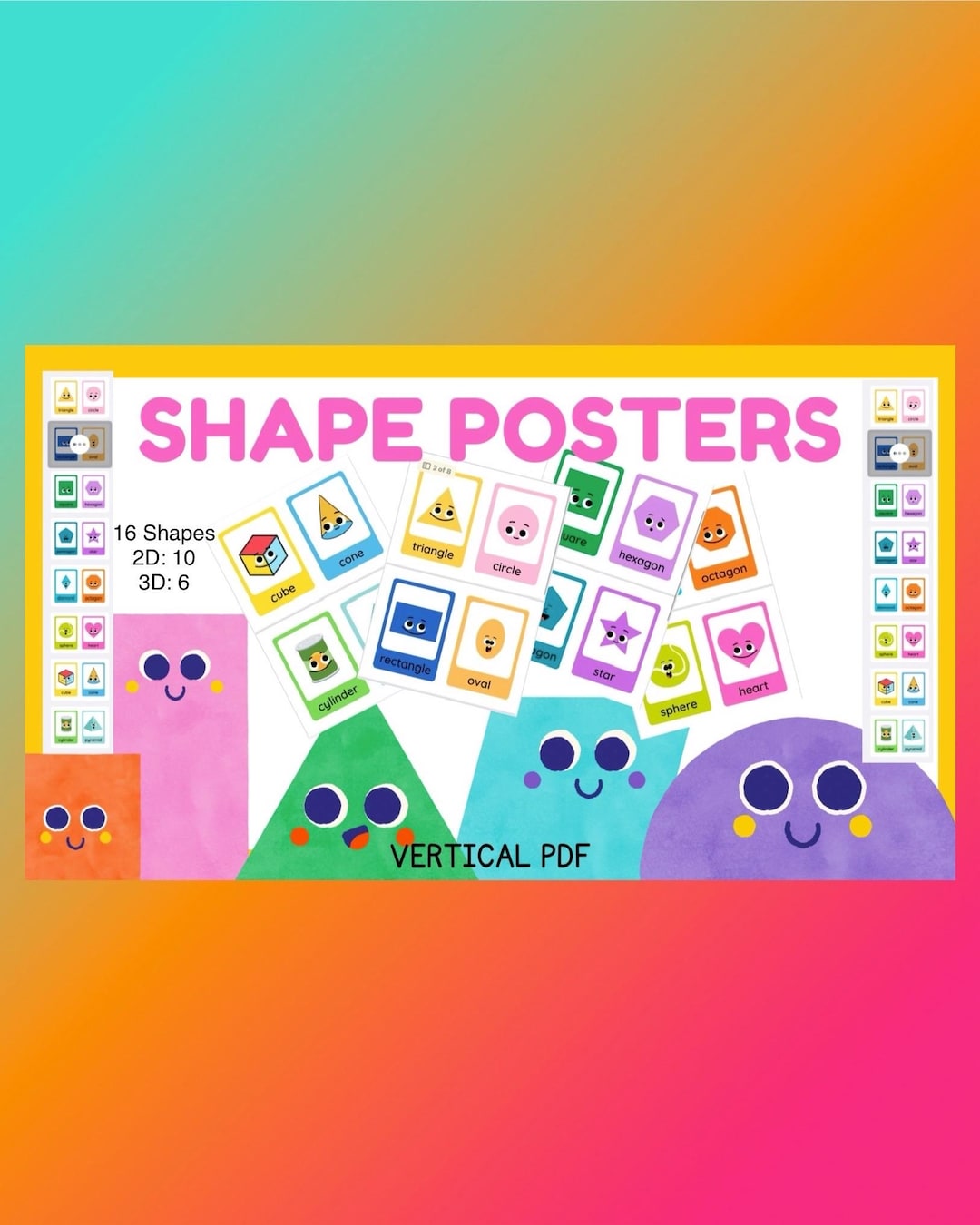 Shapes Poster Set: 2D & 3D Face Expressions - Teacher Resources (PDF ...