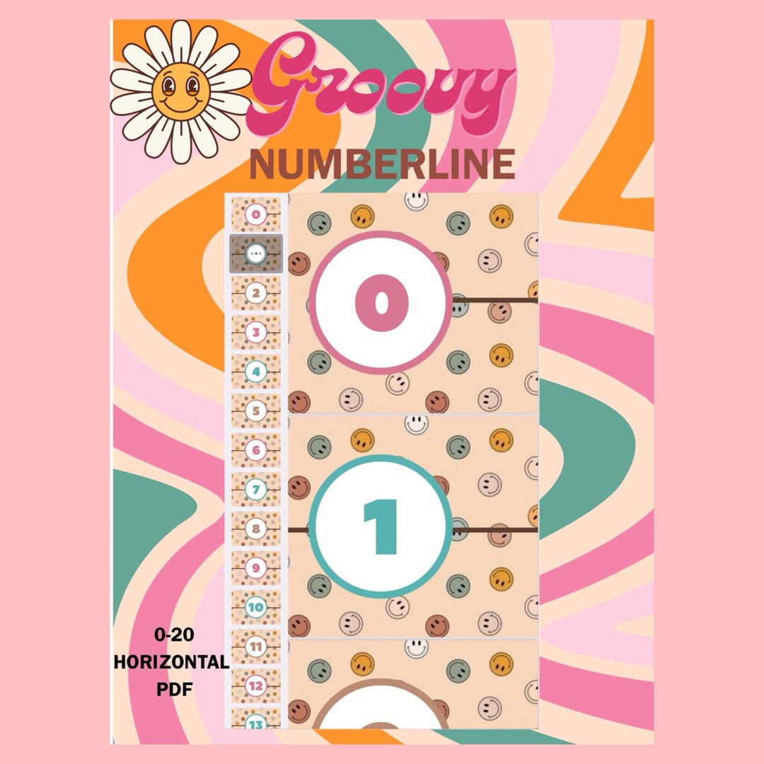 Boho Retro Groovy Number Line Printable (digital Download) - Etsy