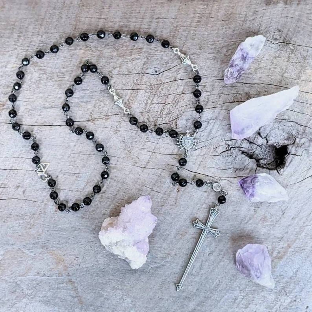 Seven Swords Necklace Rosary Goth Gothic Crystal Witchy Goth Jewelry ...