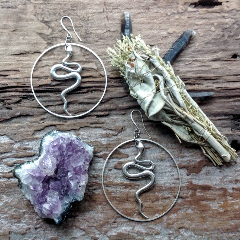 Medusa Snake Hoop Earrings Serpent Goth Gift - Etsy