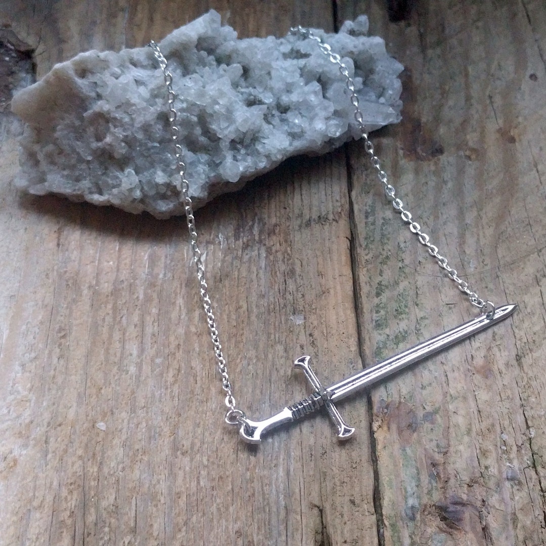 Ensis Necklace Sword Silver Statement Goth Black - Etsy